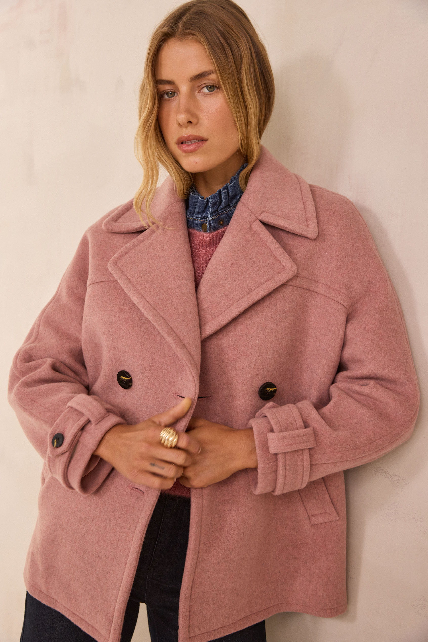 Manteau caban en laine DEAN Femme | ROSE PALE | Maison 123